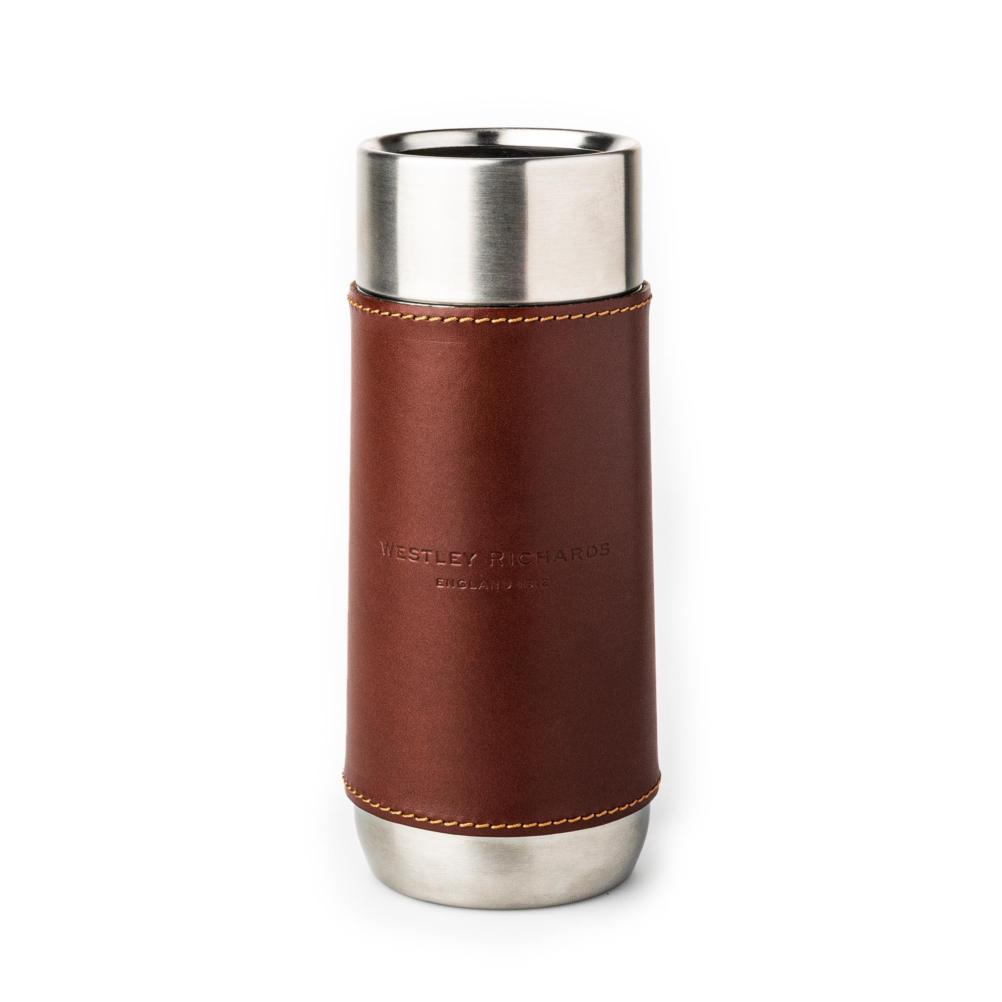 Leather Covered Thermos in Dark Tan