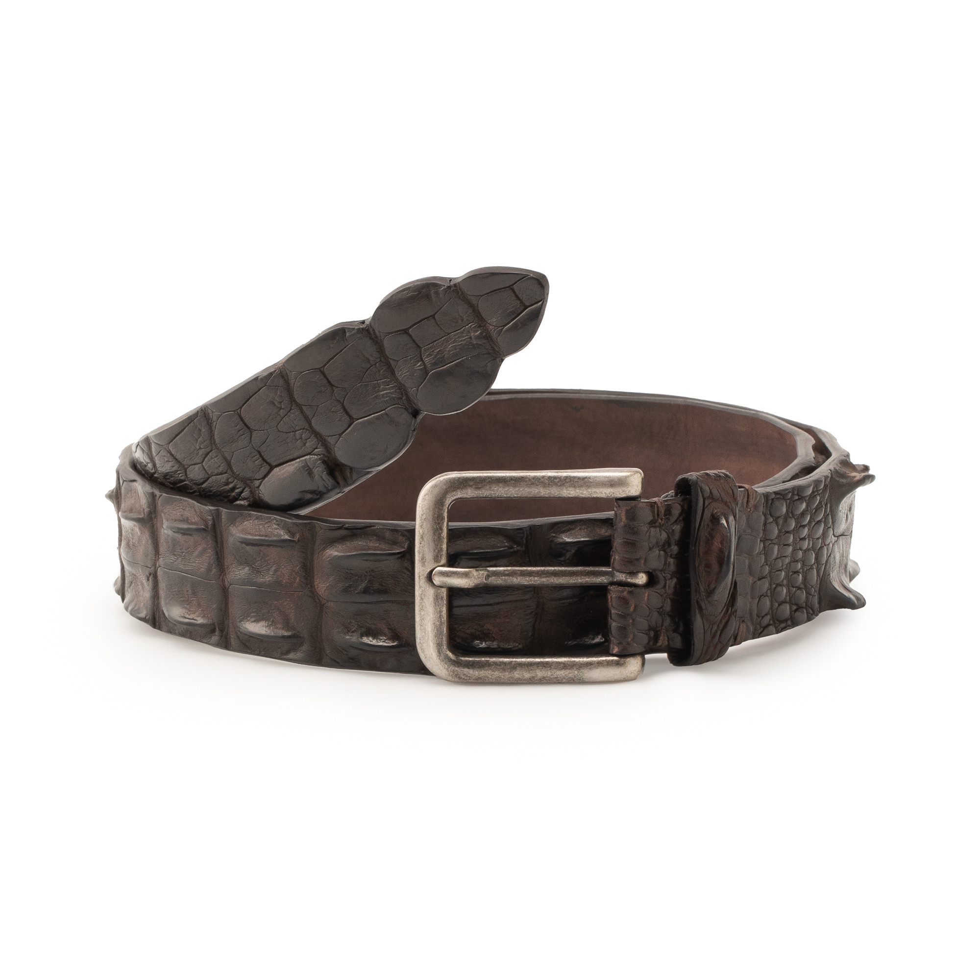 Post & Co. Crocodile Leather Belt in Brown