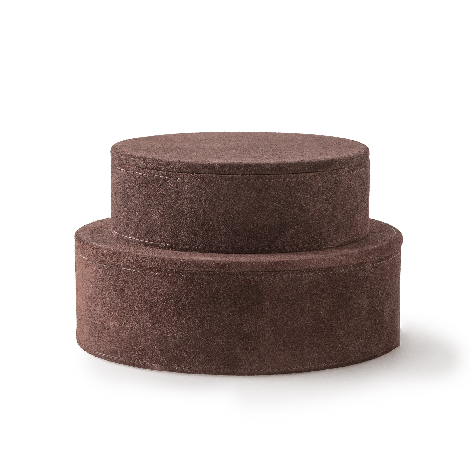 Natures Collection Round Leather Box Set in Dark Brown