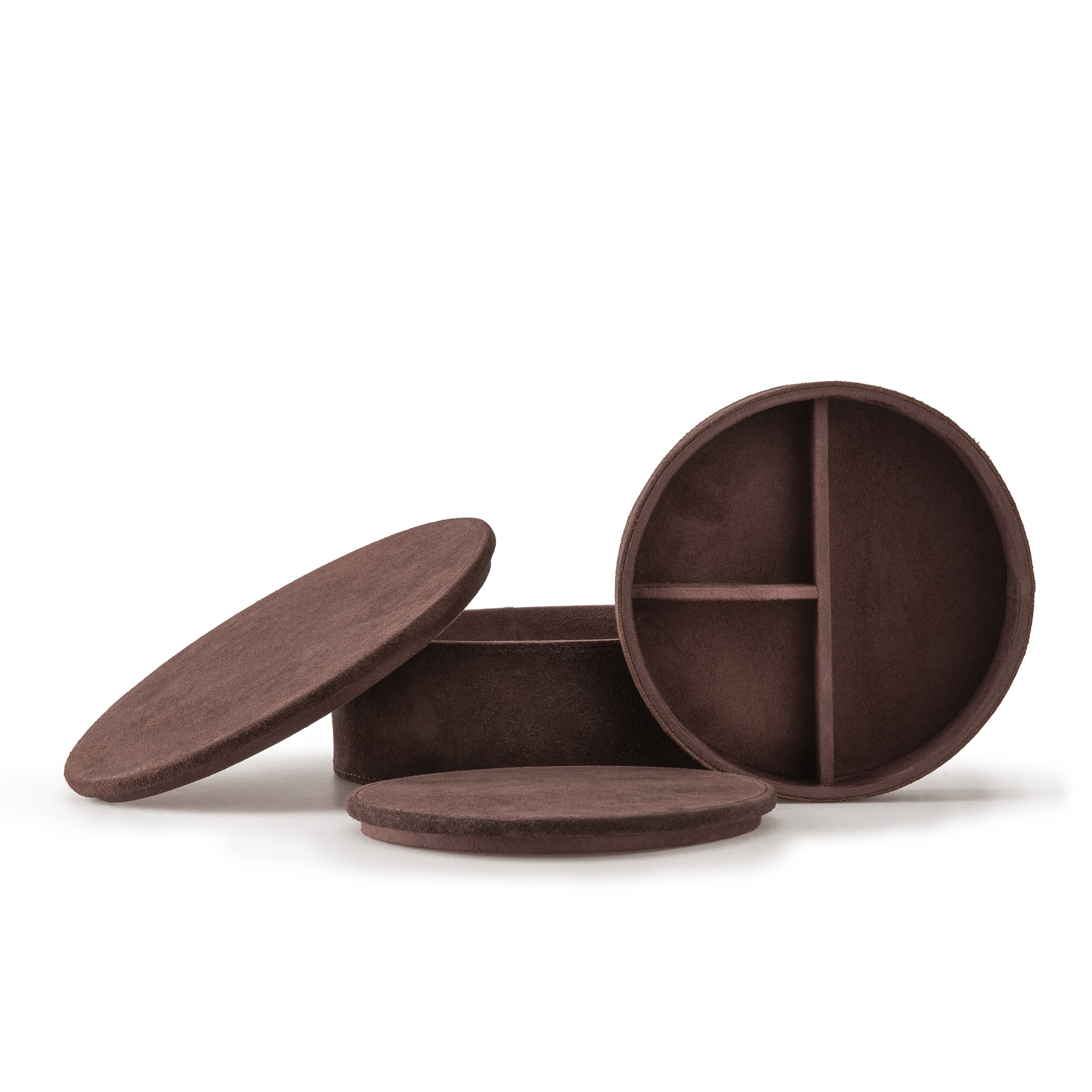 Natures Collection Round Leather Box Set in Dark Brown