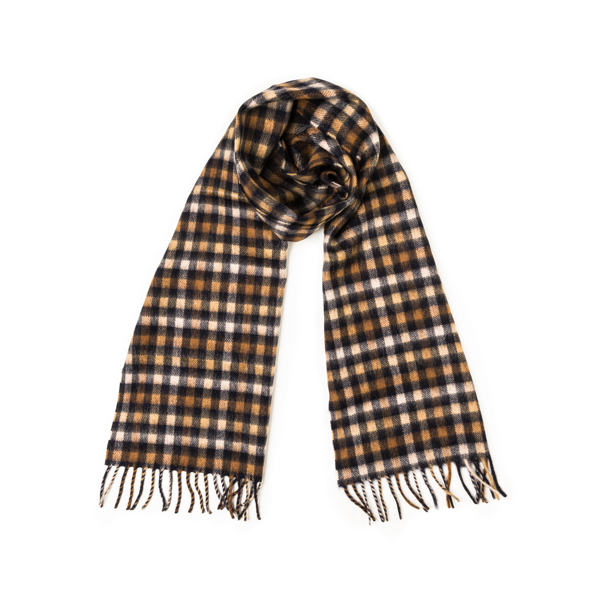 Westley Richards Pure Cashmere Scarf in Navy Shepherd Check