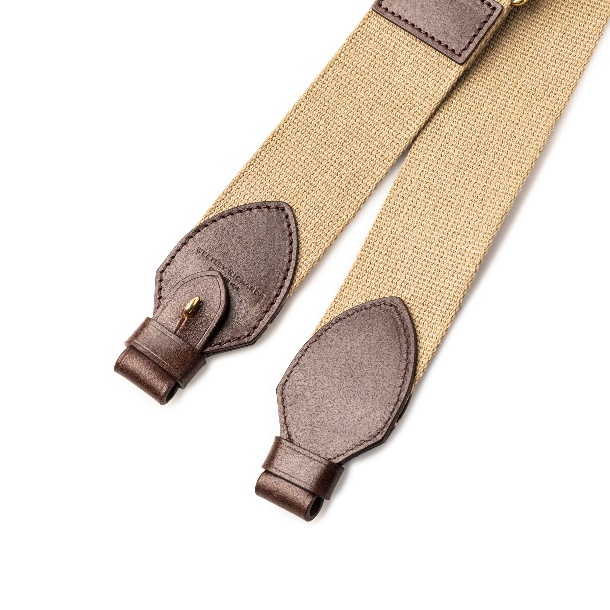 2" Canvas & Leather Hunting Rifle Sling in Sand & Dark Tan