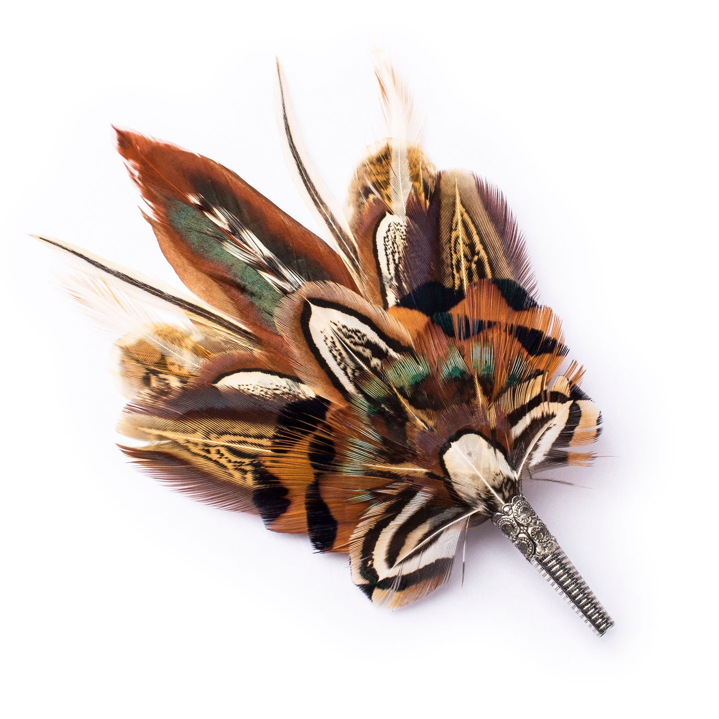 Westley Richards Orange & Brown Pheasant Feather Pin