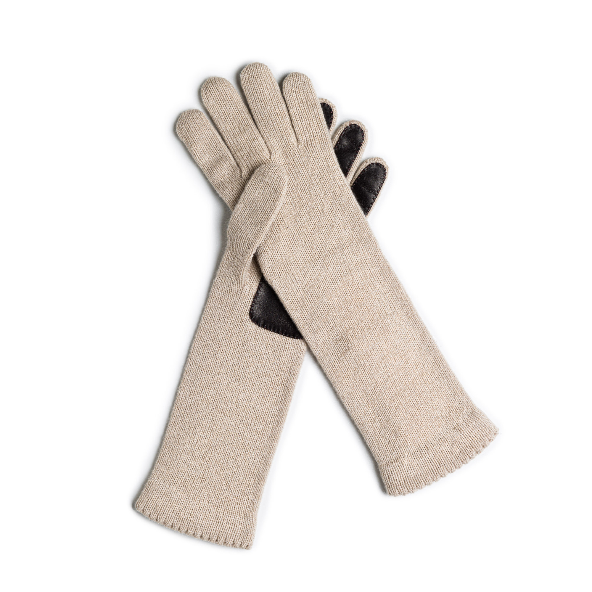 Inverni - Ladies Cashmere and Leather Gloves - Vanilla