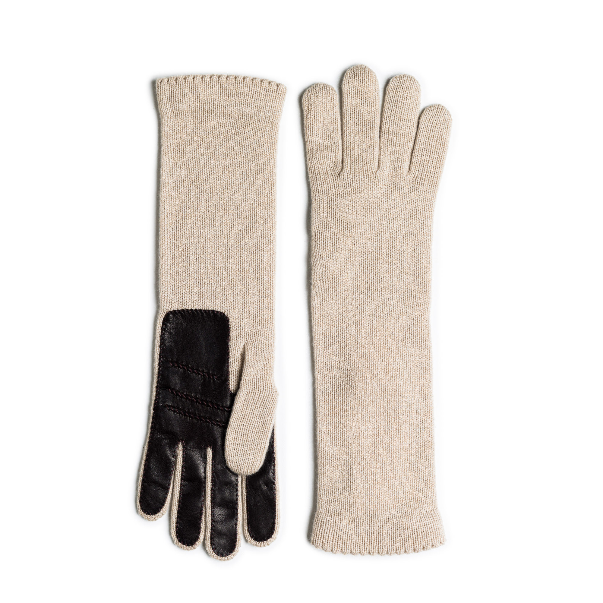 Inverni - Ladies Cashmere and Leather Gloves - Vanilla