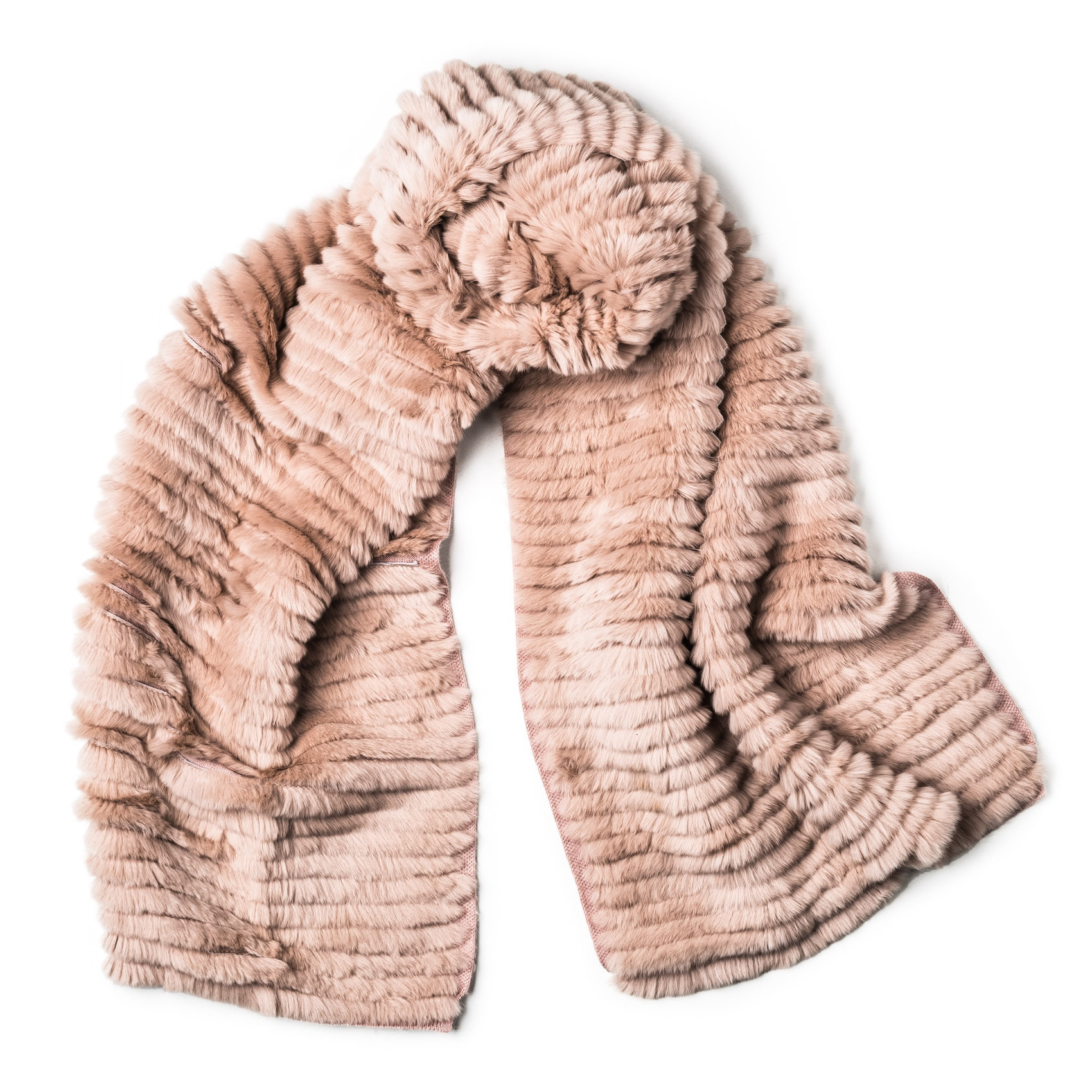 Schneiders Woven Rabbit Fur Scarf in Sand