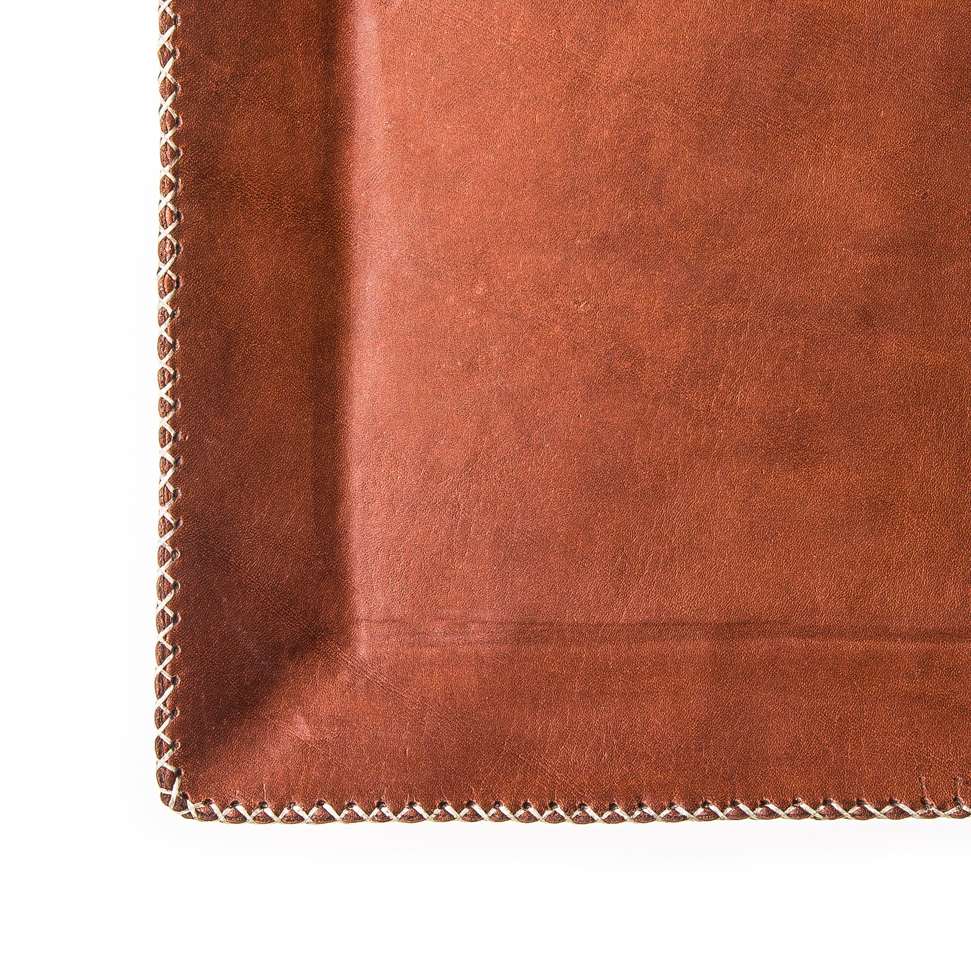 Sol y Luna - Hand Stitched Leather Covered Tray - Brown