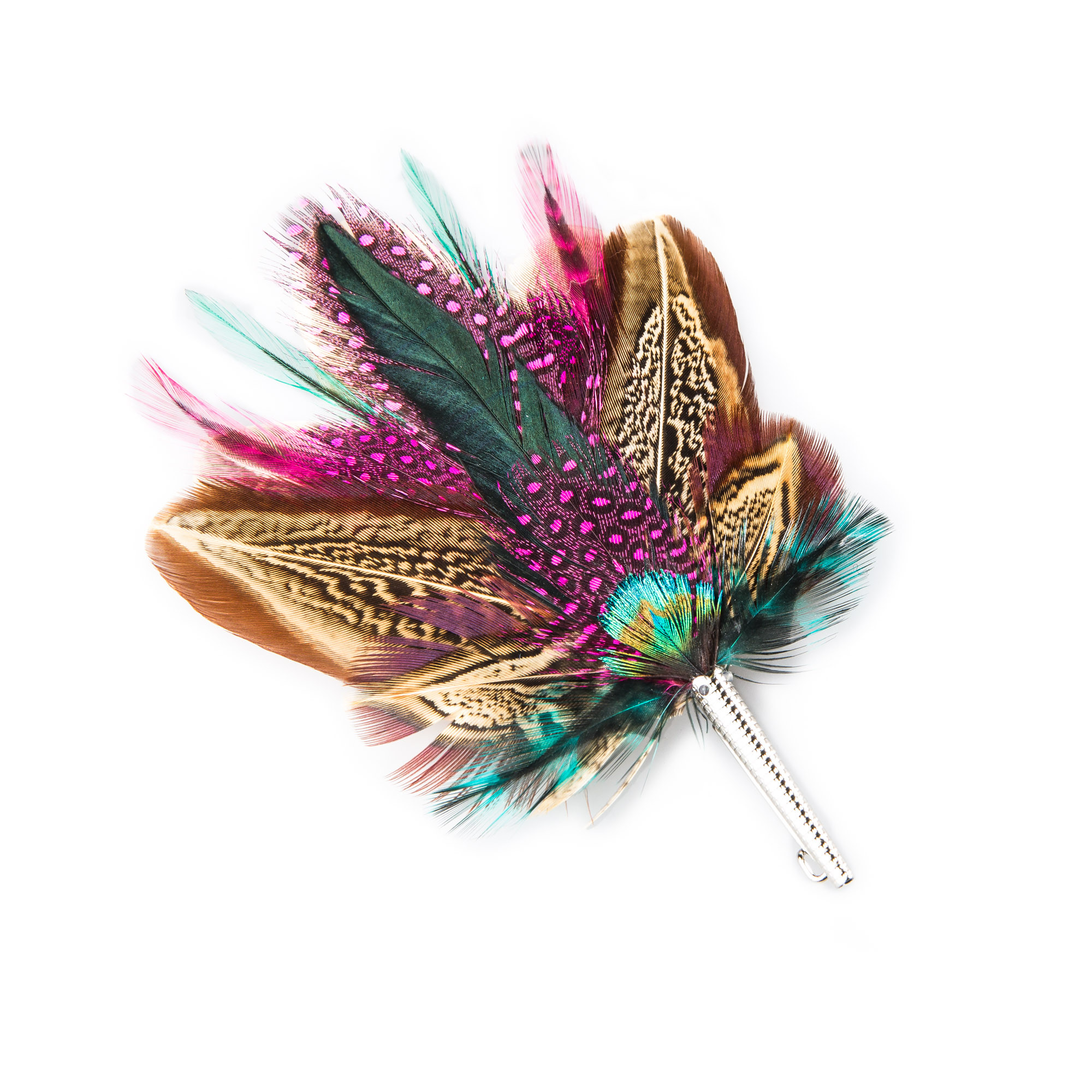 Pink & Green Feather Pin