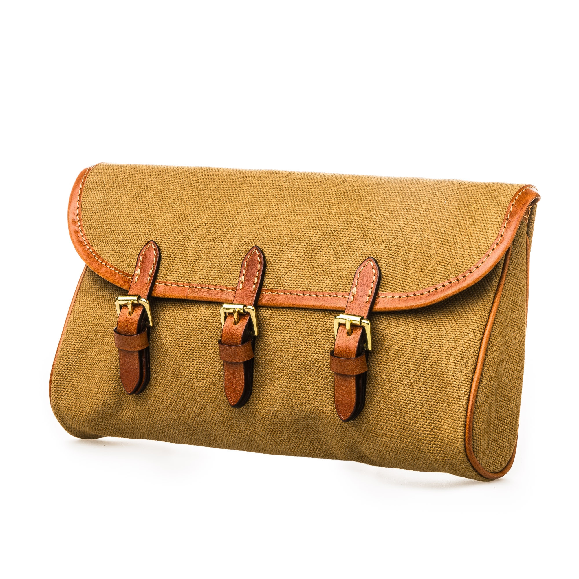 Westley Richards Redfern Cleaning Pouch in Sand Canvas and Mid Tan