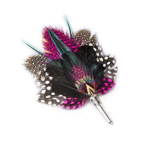 Pink & Green Feather Pin