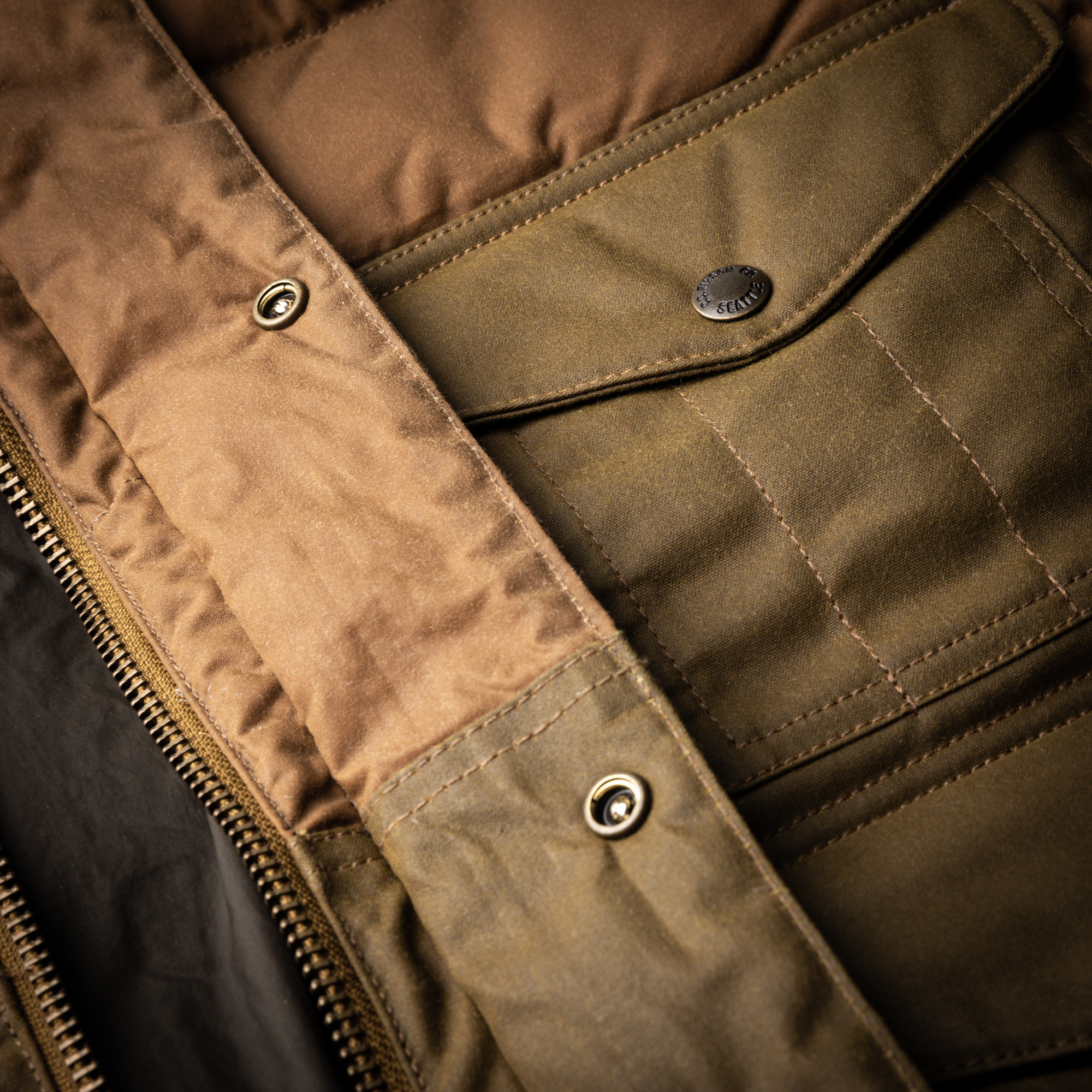 Filson Down Cruiser Jacket in Dark Tan