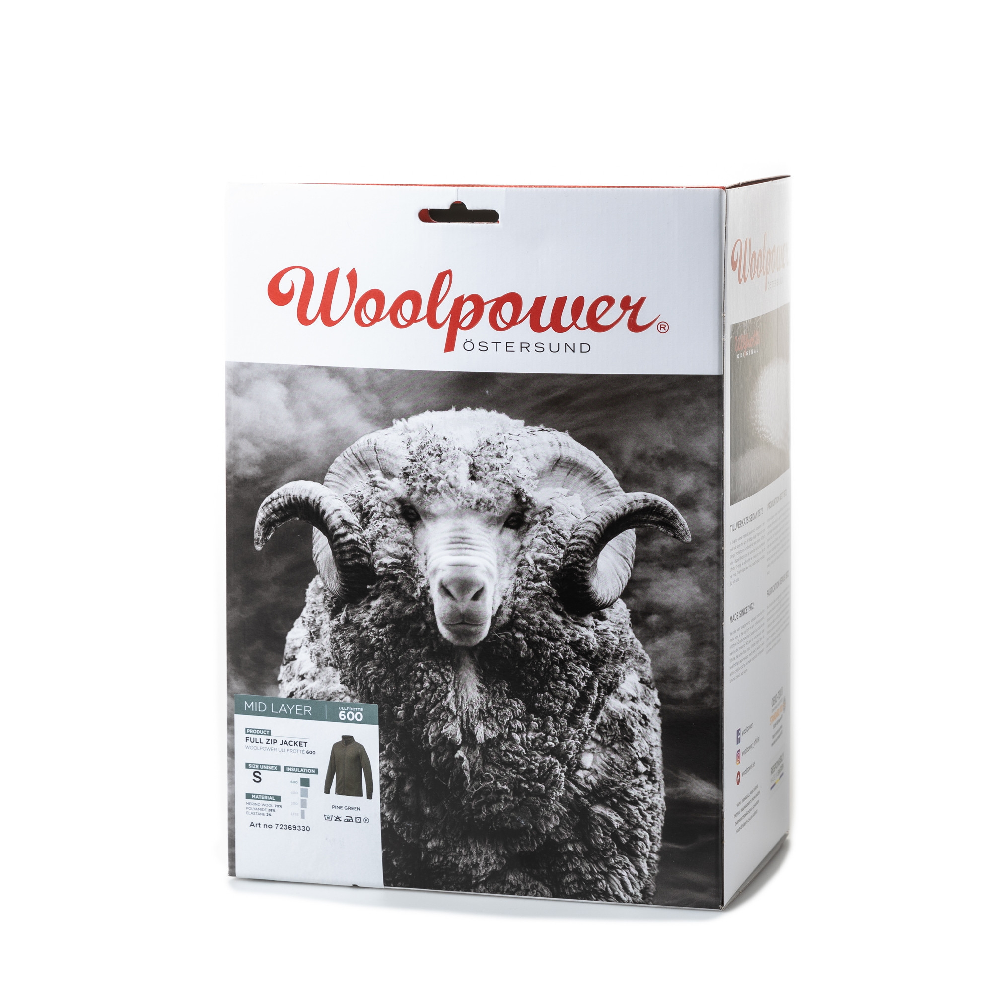 Woolpower Full Zip Jacket 600 in Pine Green