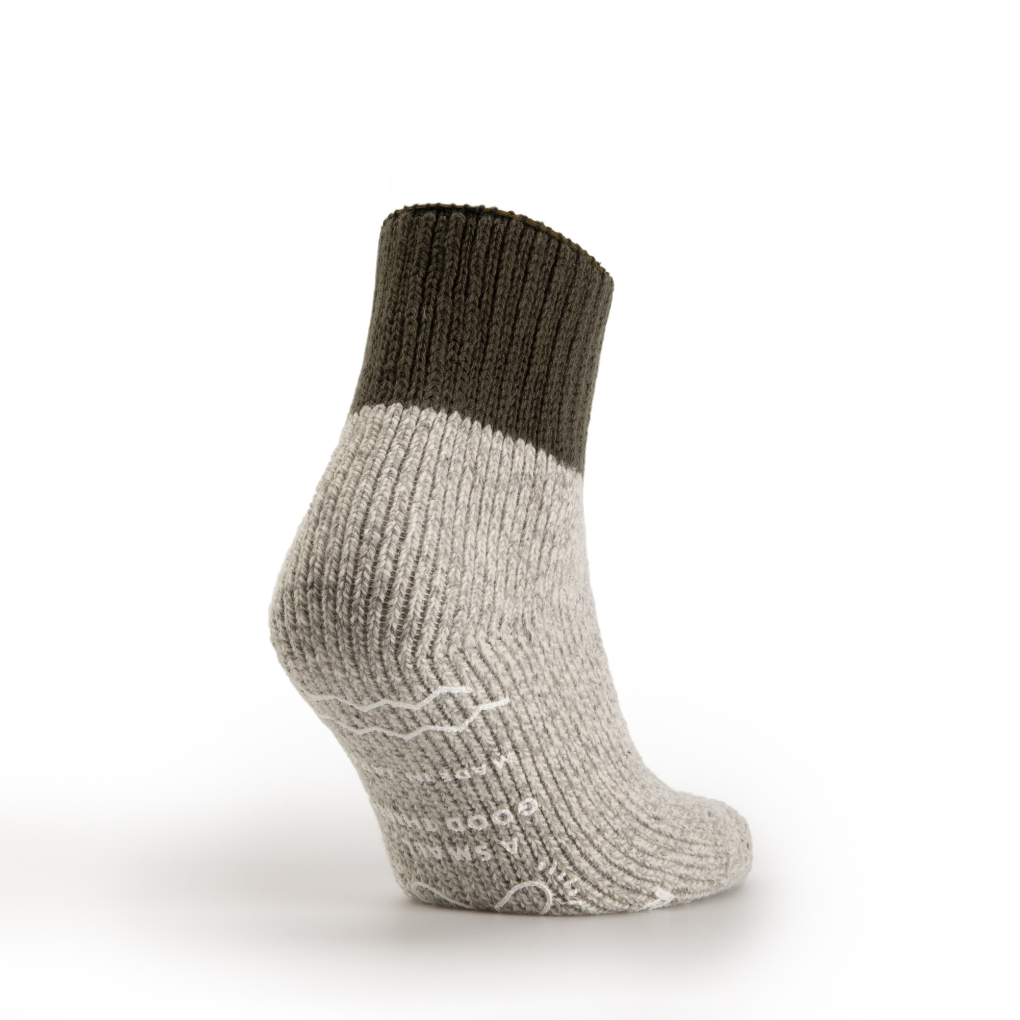Rototo Retro Winter Room Socks in Olive & Grey