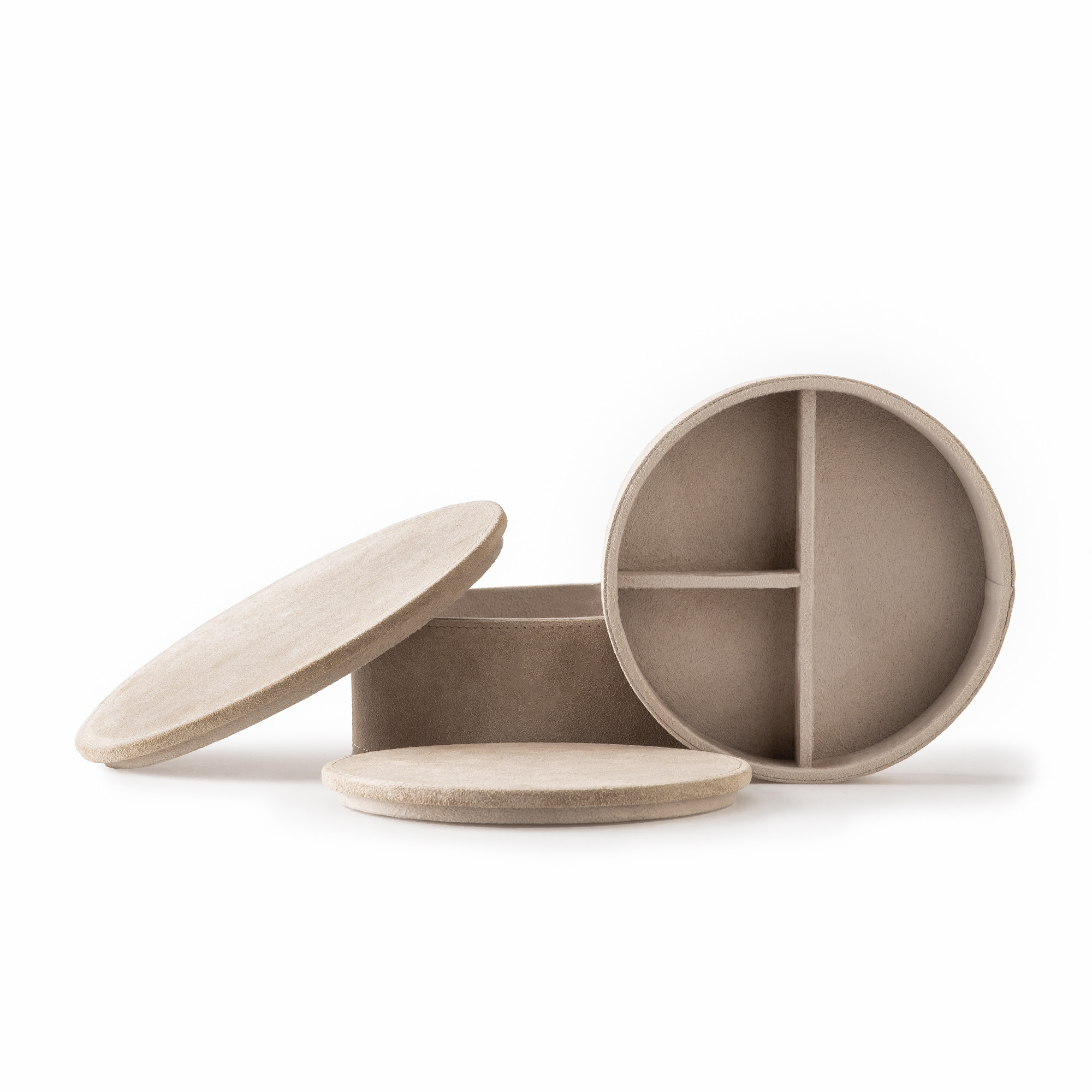 Natures Collection Round Leather Box Set in Taupe