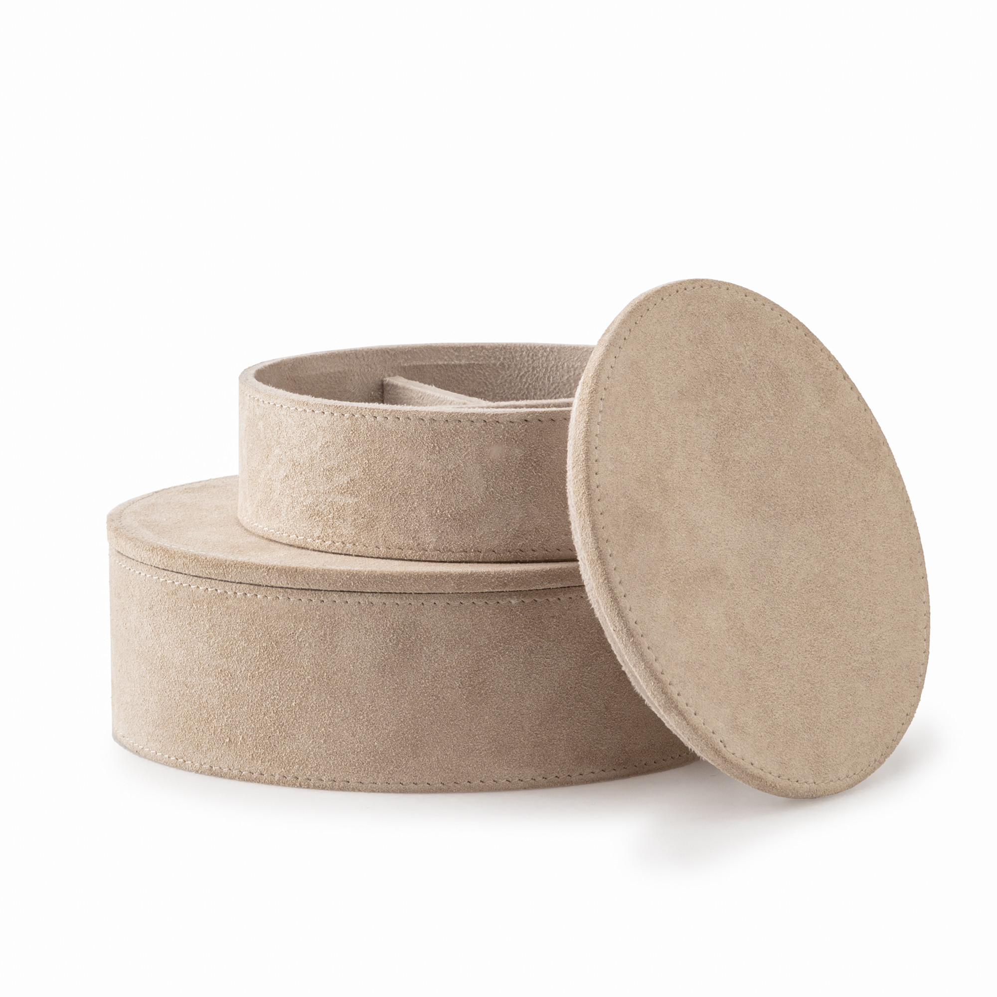 Natures Collection Round Leather Box Set in Taupe