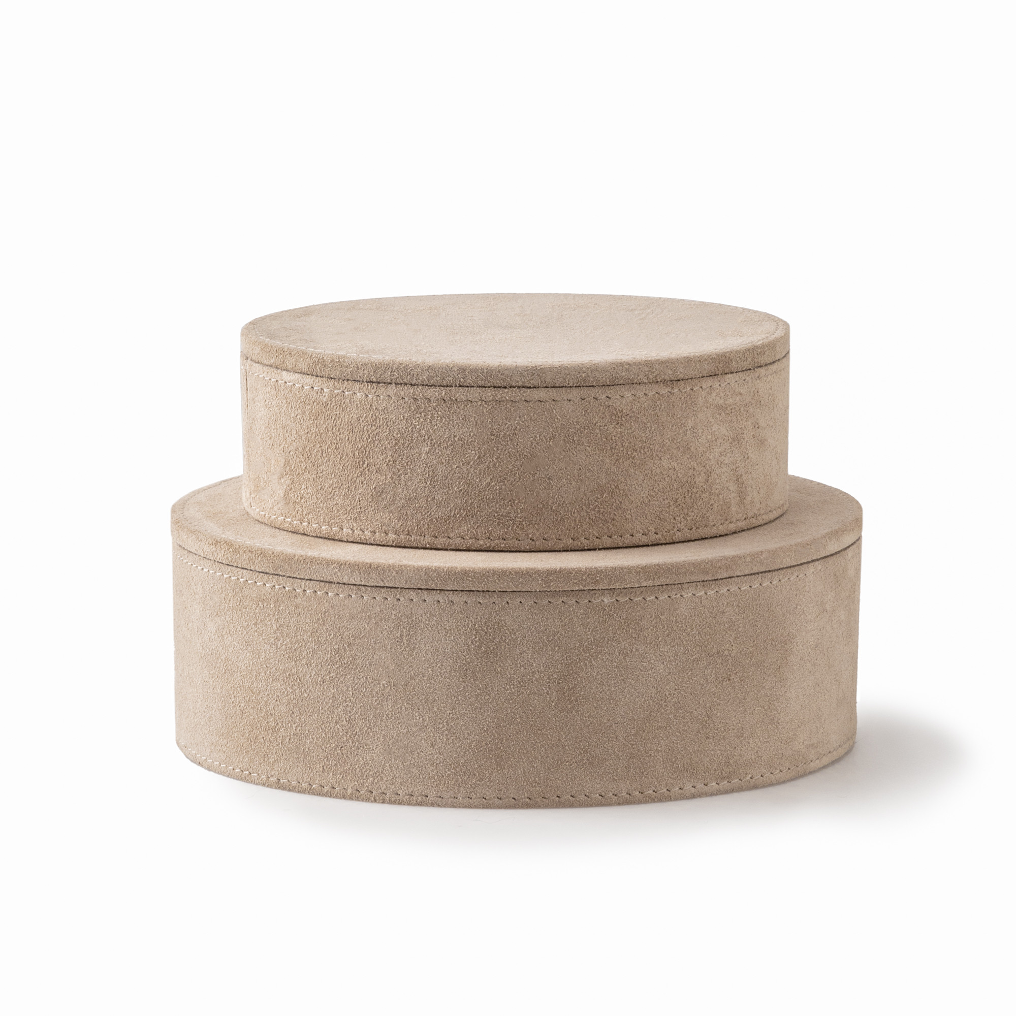 Natures Collection Round Leather Box Set in Taupe