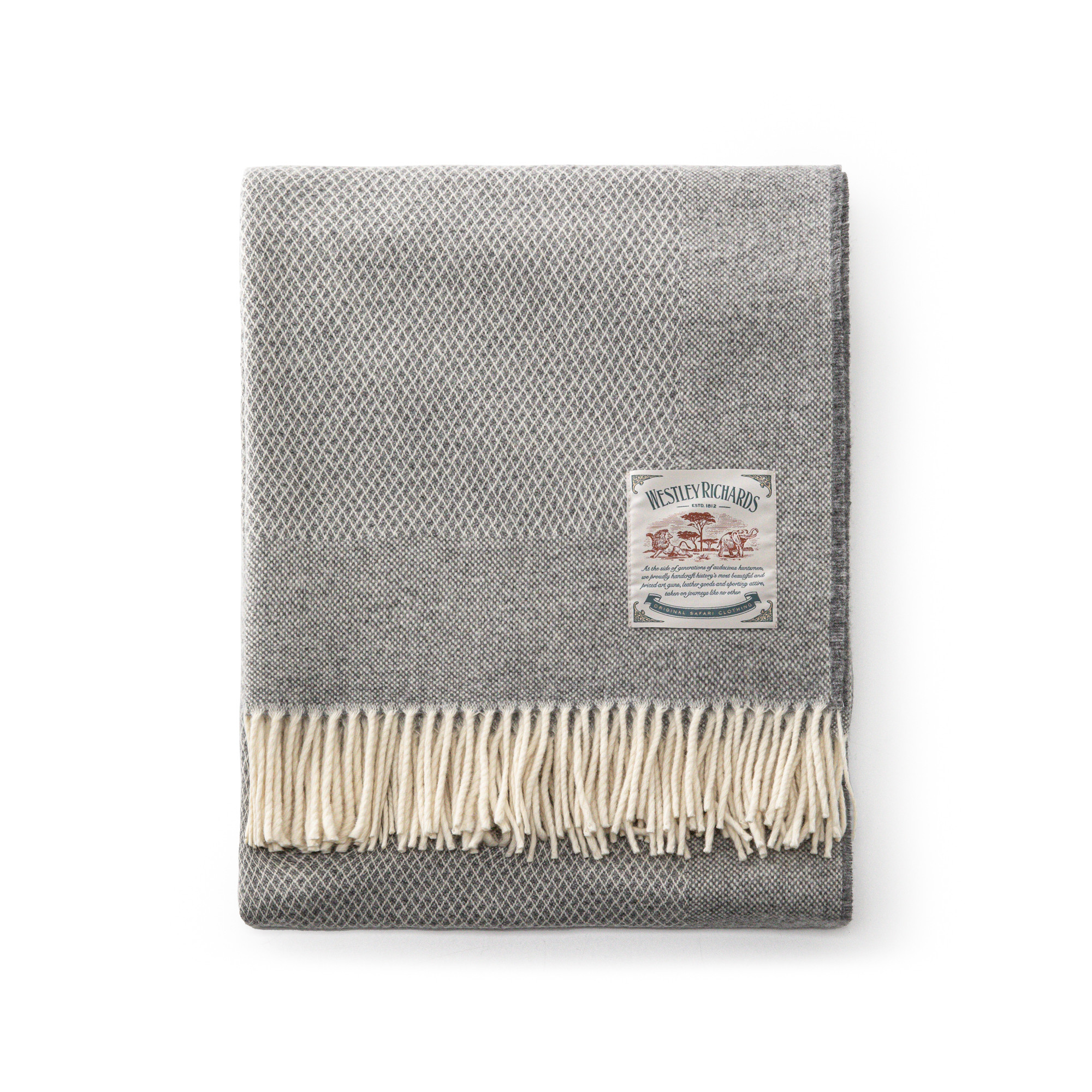 Westley Richards Diamond Pattern Wool Throw in Pebble