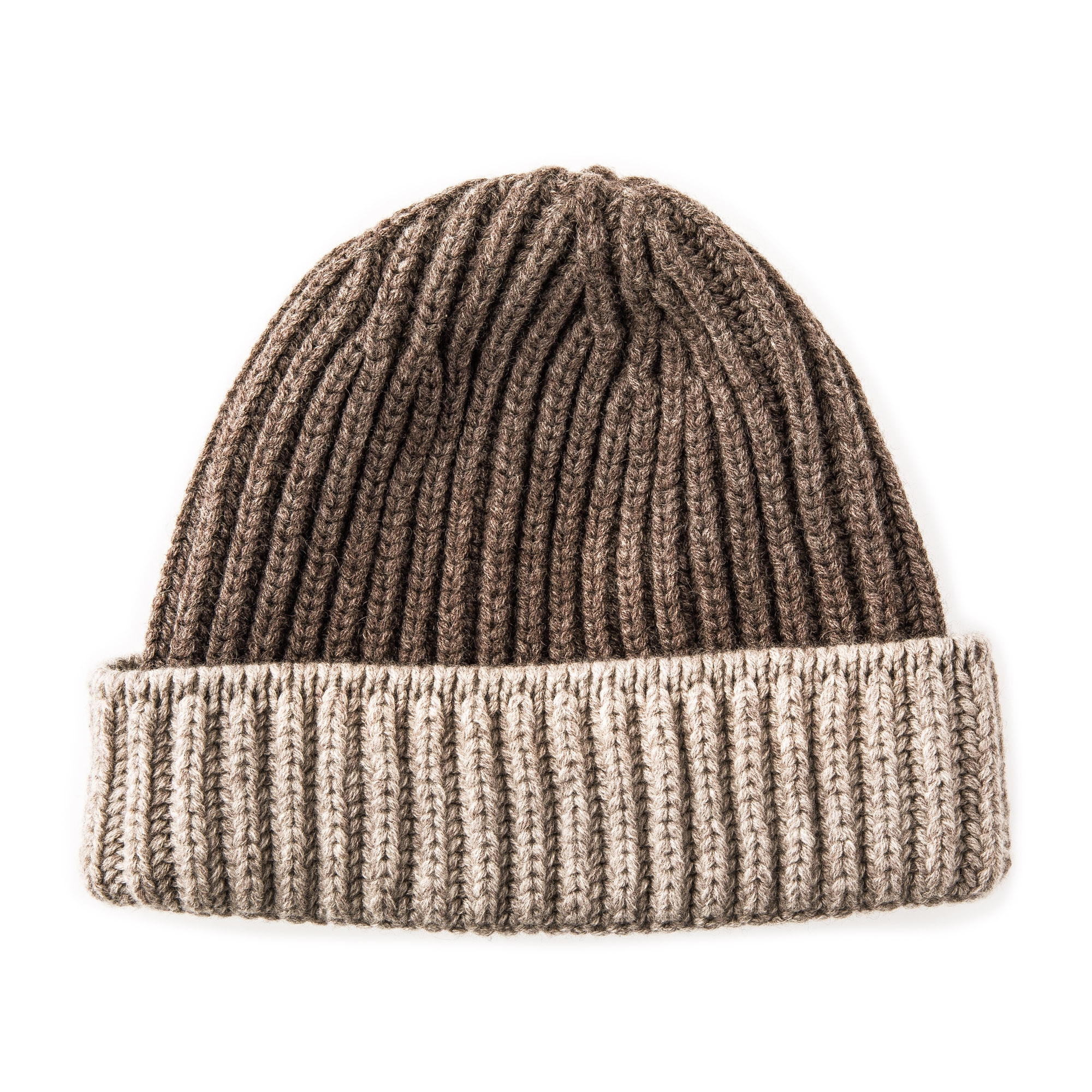 Doriani - Knitted Two Tone Cashmere Hat in Brown