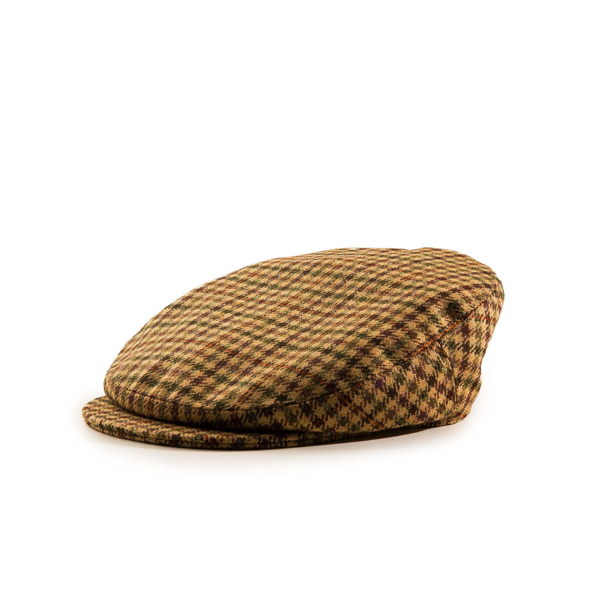 Westley Richards Bond Tweed Cap - Plum Hounds Tooth Check