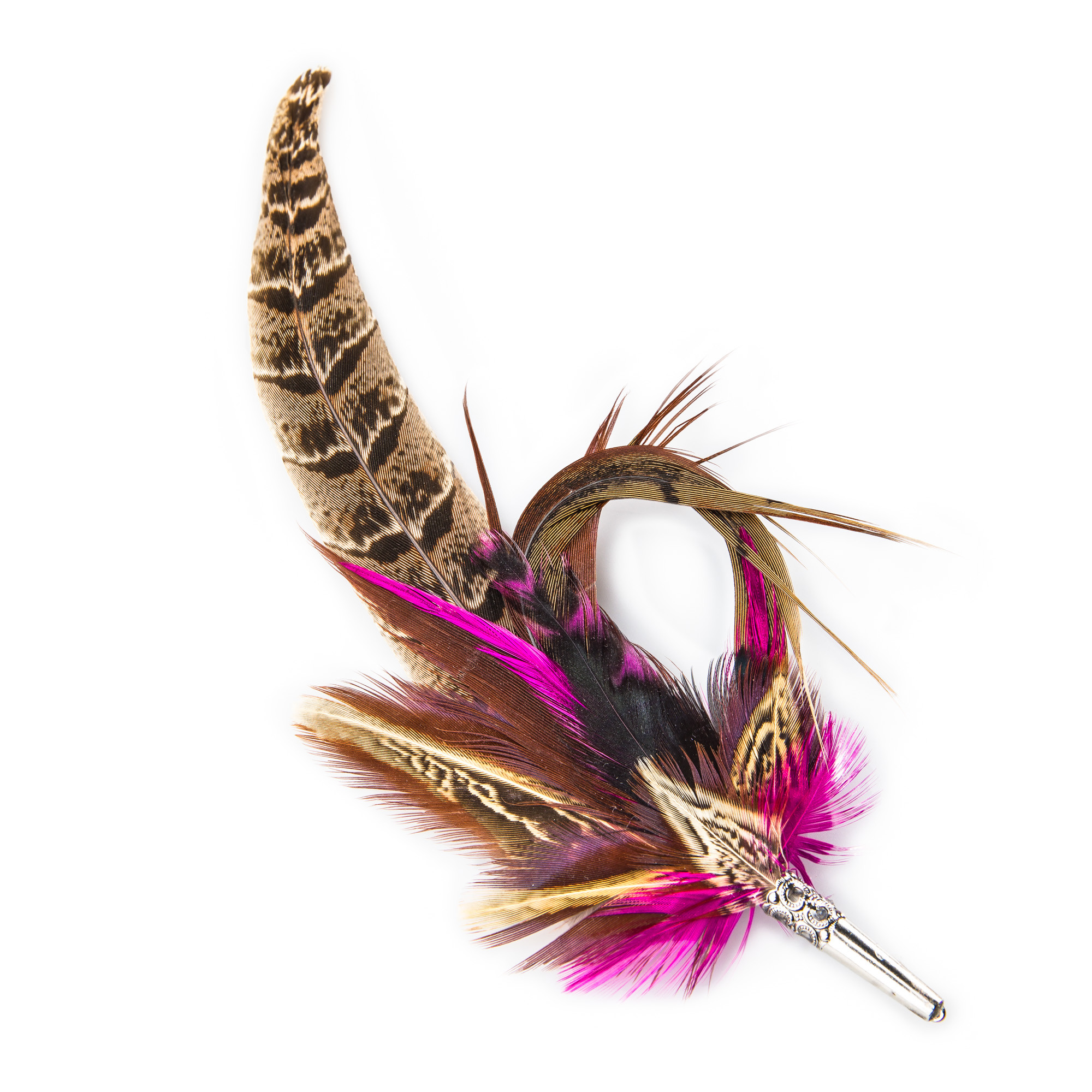Westley Richards Pink & Brown Feather Hat Pin
