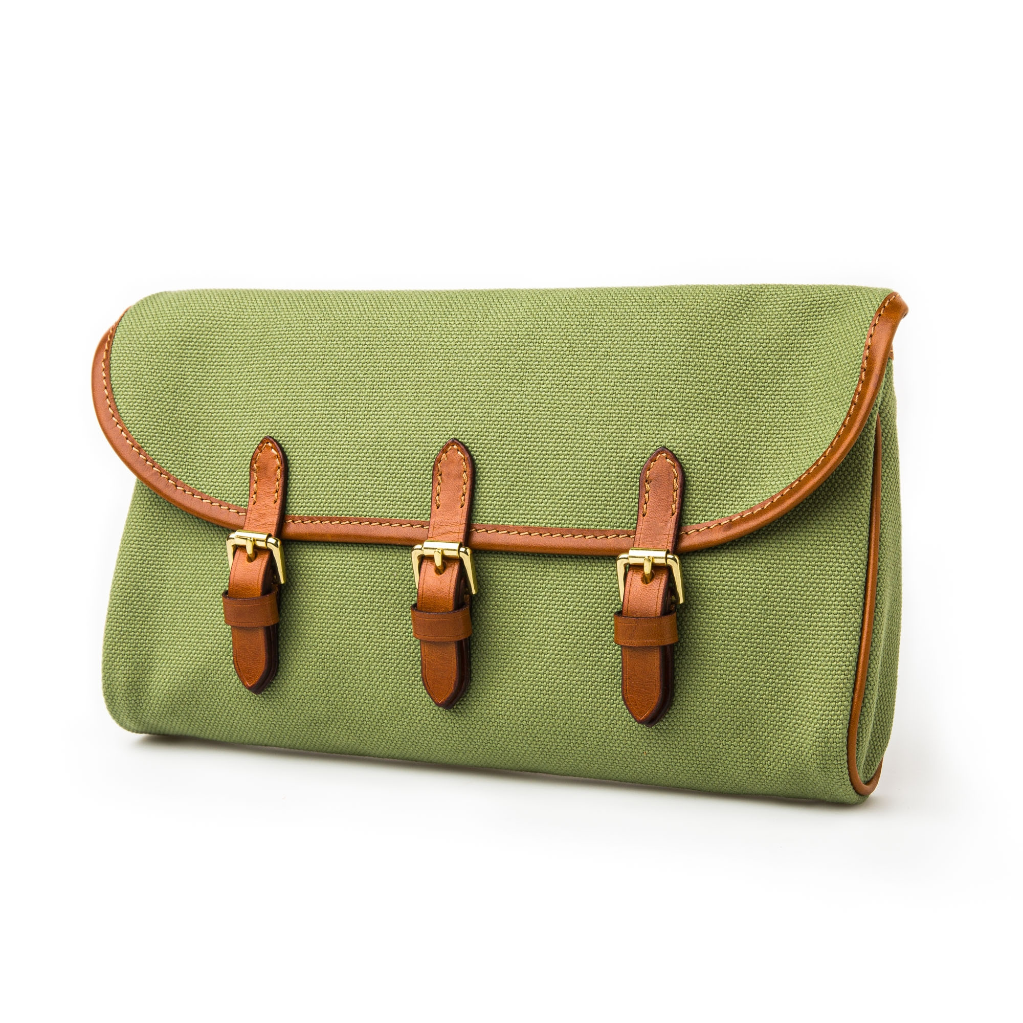 Redfern Cleaning Pouch with Accessories in Safari Green & Mid Tan